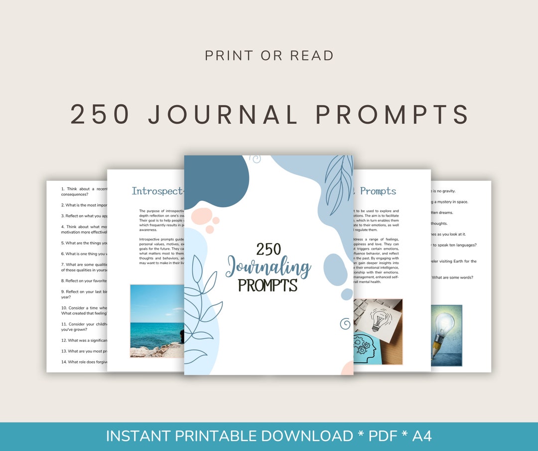 250 Journaling Prompts / Printable Journal Prompts / Journaling Prompt ...