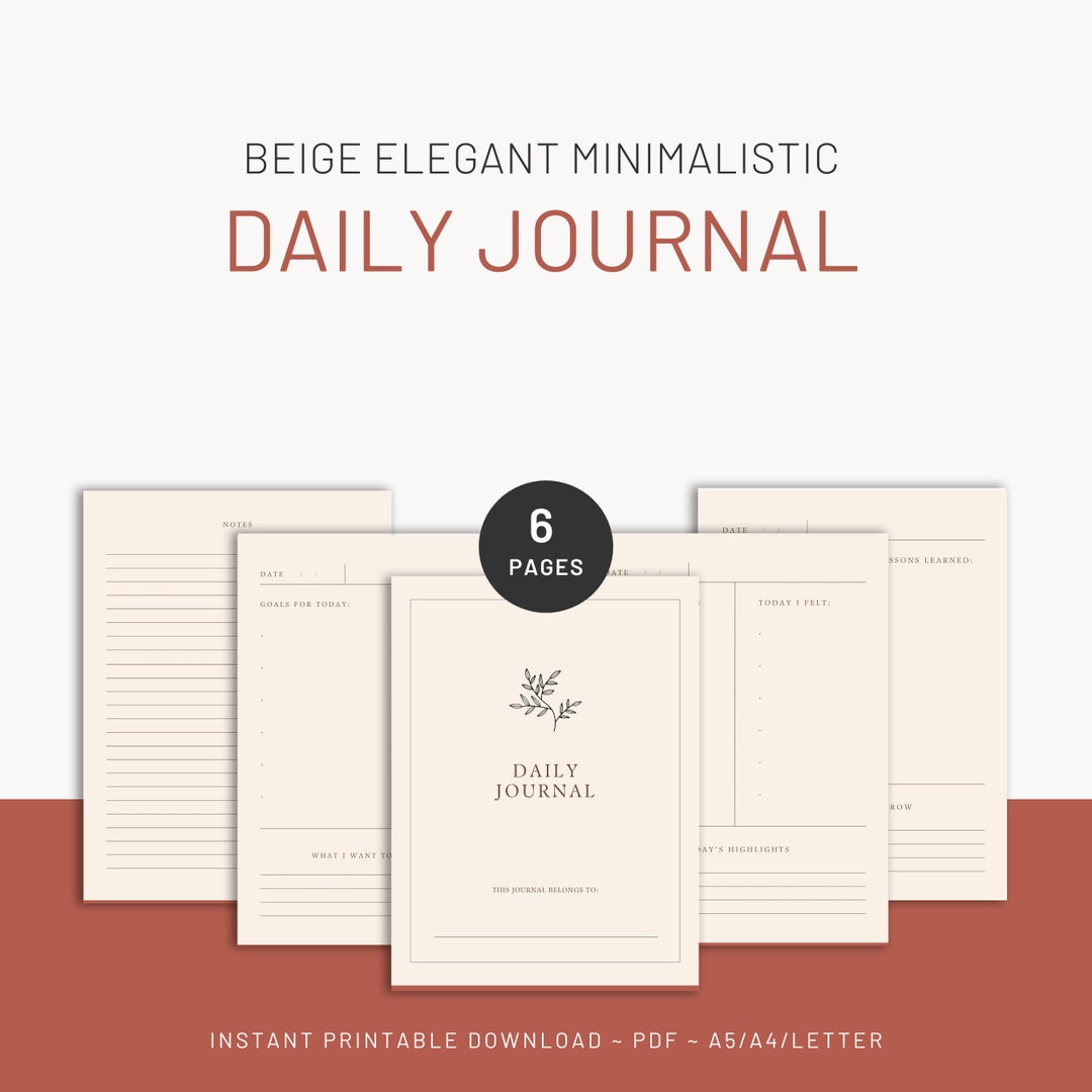 Printable Daily Journal / Minimalist Journal / Undated Daily Journal ...