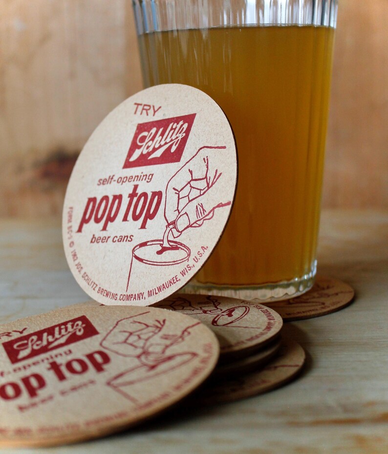 Vintage 1960s Schlitz Beer Coasters: Pop Top Design, Set of 8 - Etsy