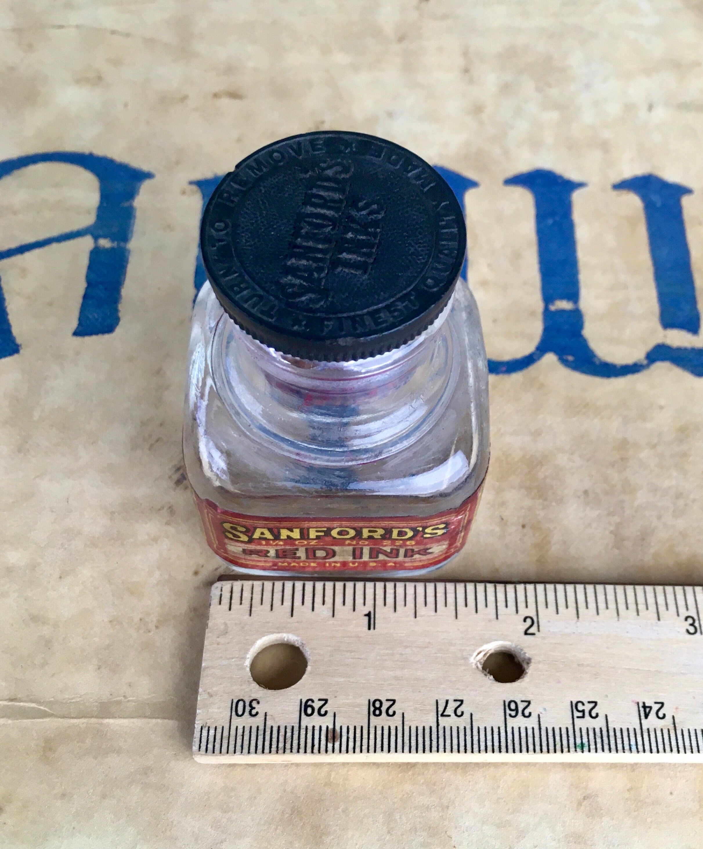 RARE 1800s Antique Sanfords Red Ink Bottle With Original Stopper and ...