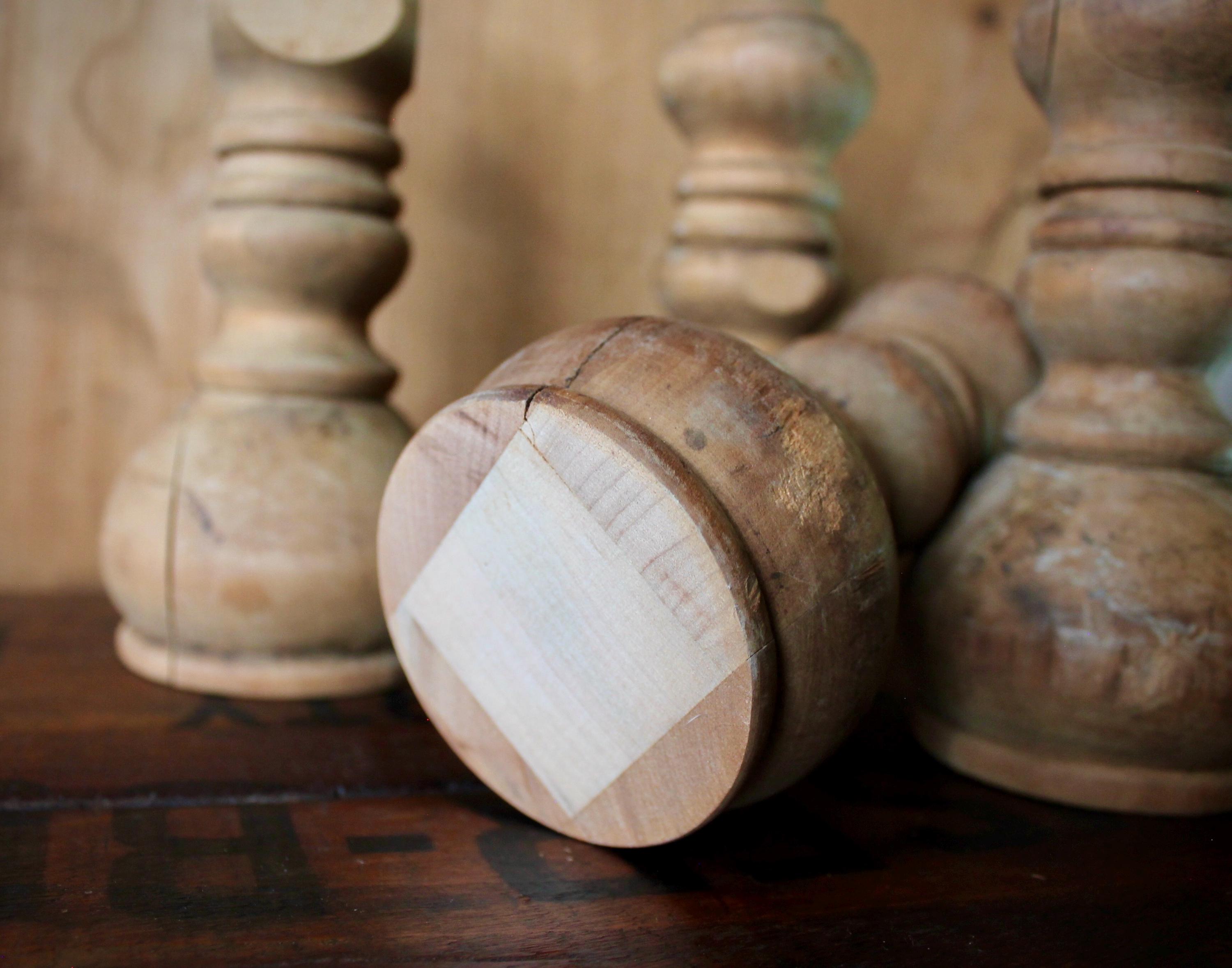 Salvaged Turned Wooden Spindles, Set of 4 Partial Chair Legs ...