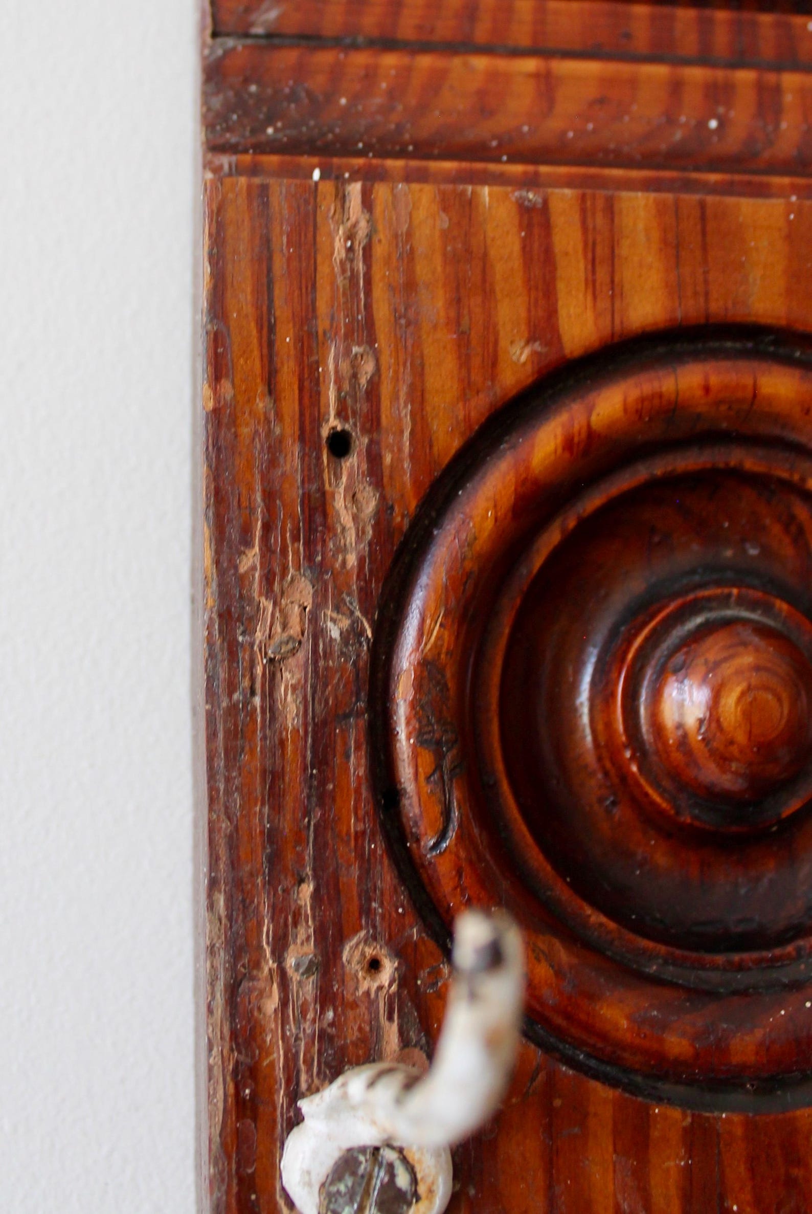 Vintage Architectural Salvage Bullseye Plinth Mounted Double Wall Hook ...