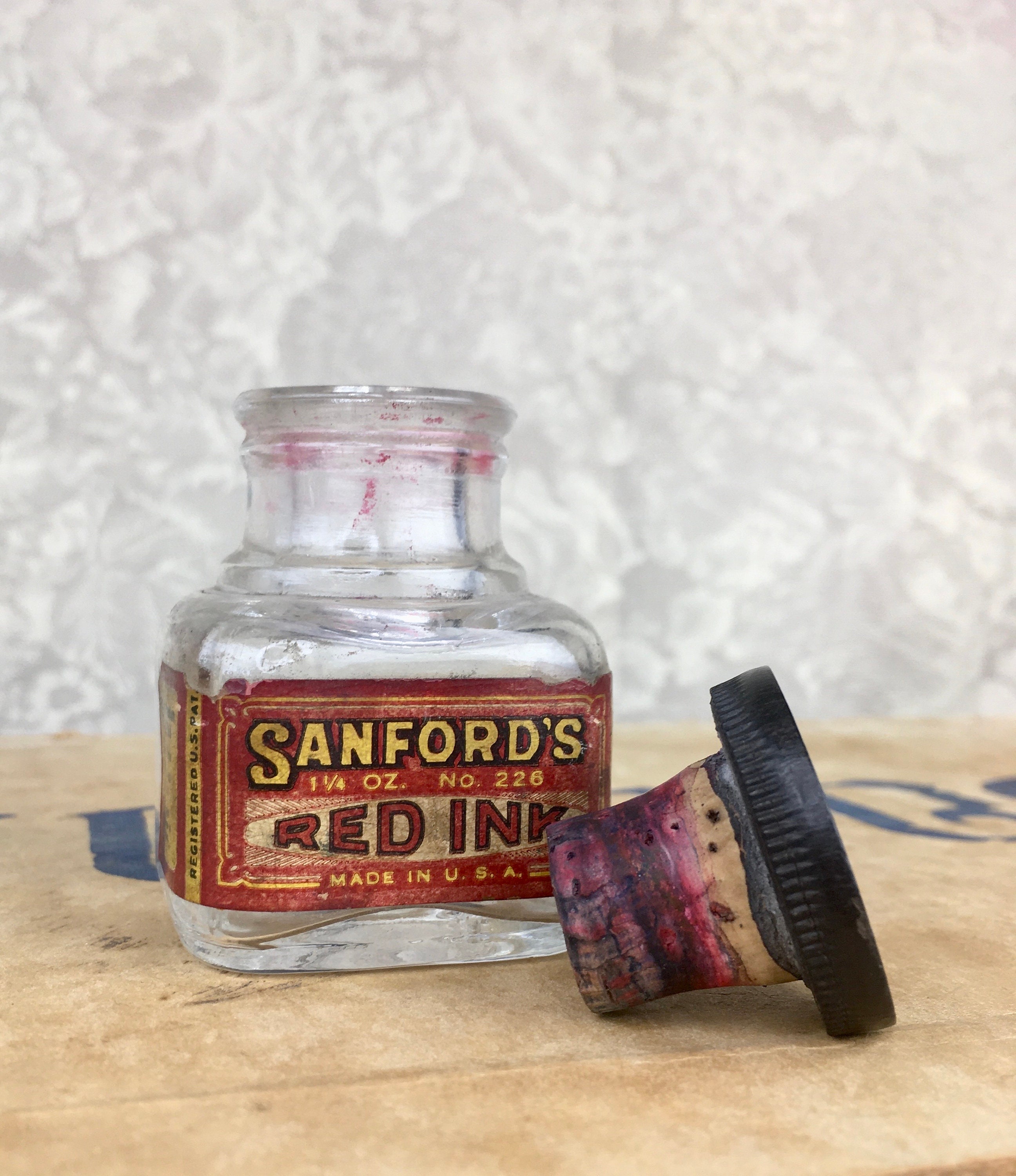 RARE 1800s Antique Sanfords Red Ink Bottle With Original Stopper and ...