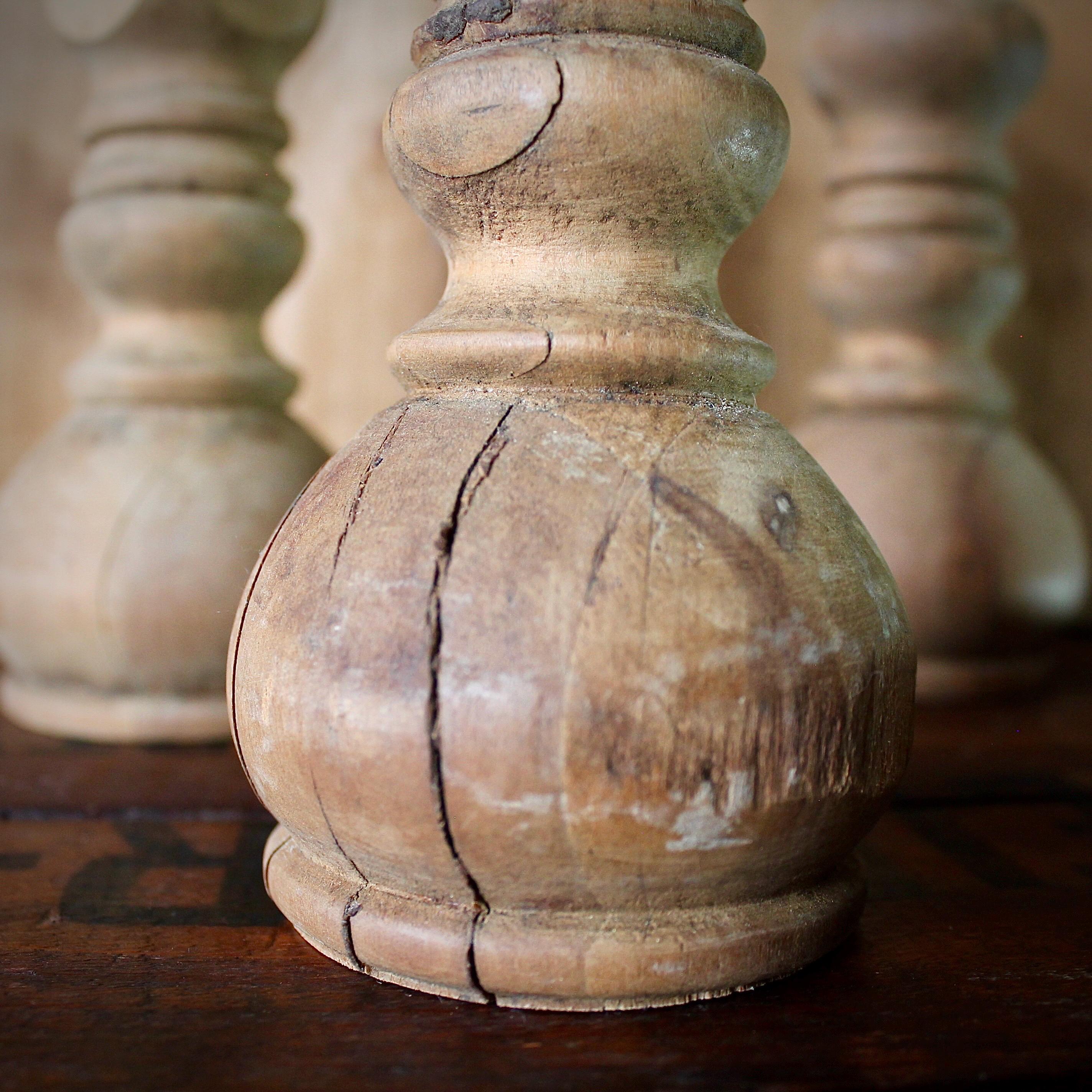 Salvaged Turned Wooden Spindles, Set of 4 Partial Chair Legs ...
