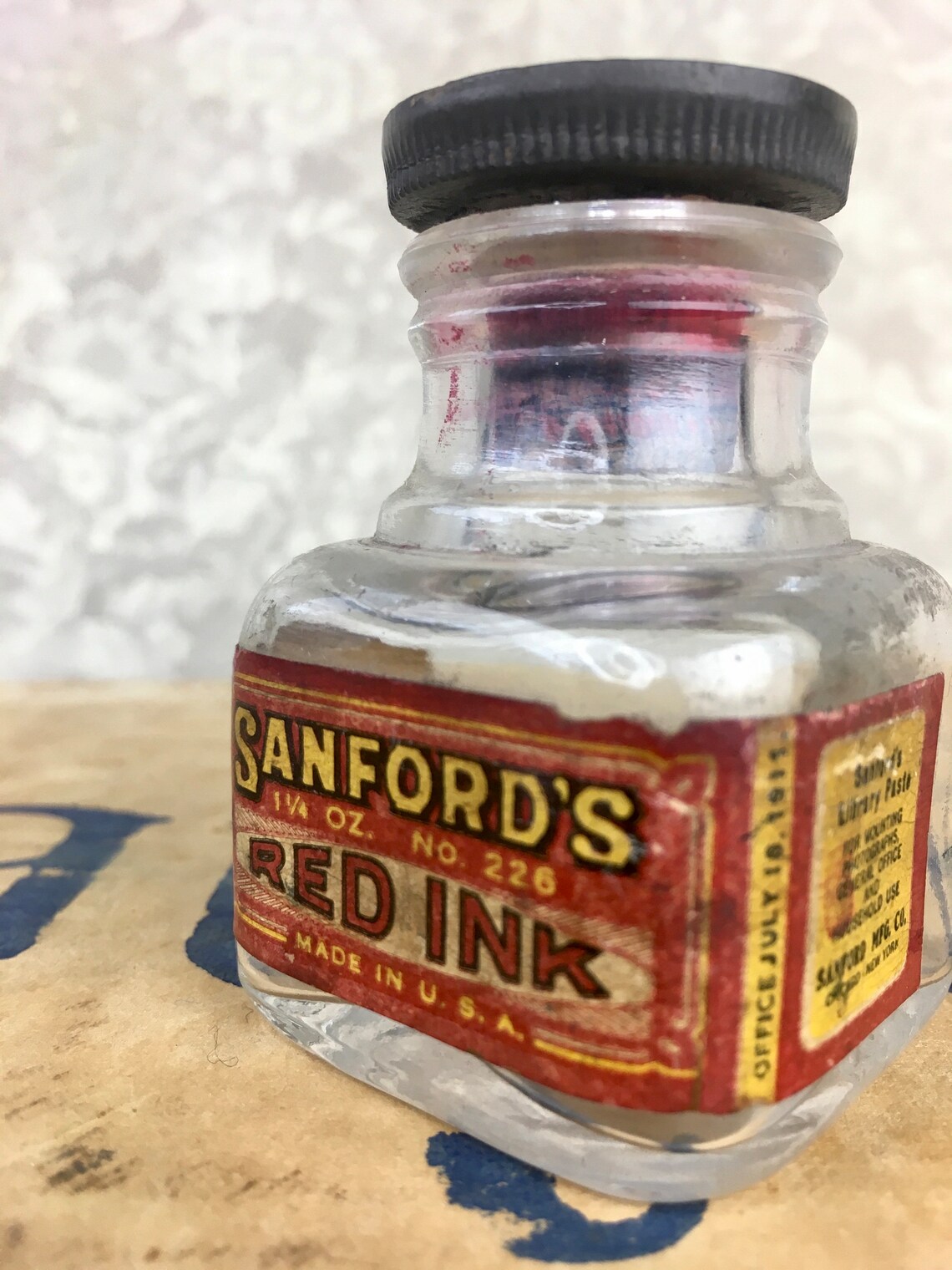 RARE 1800s Antique Sanfords Red Ink Bottle With Original Stopper and ...