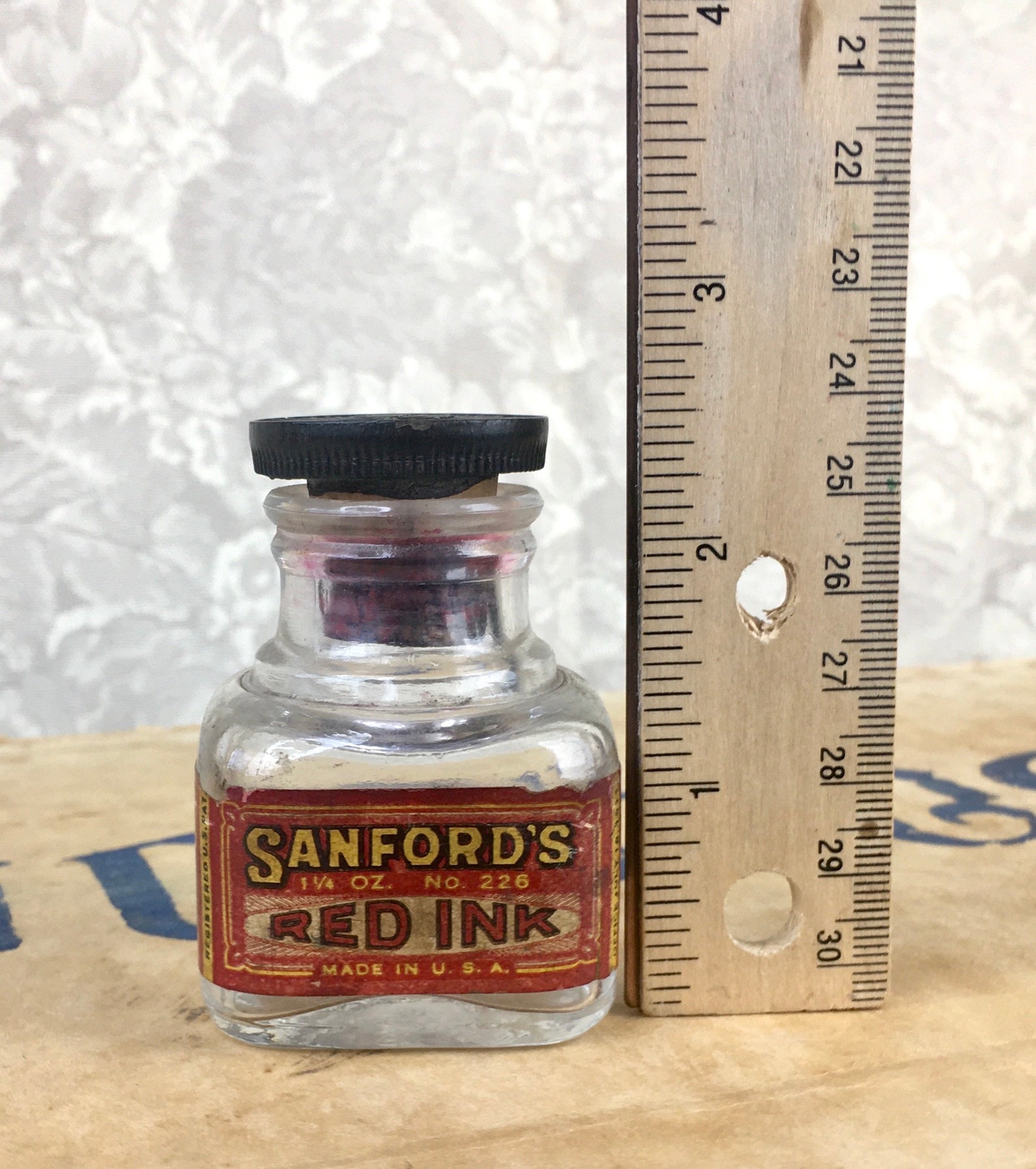 RARE 1800s Antique Sanfords Red Ink Bottle With Original Stopper and ...