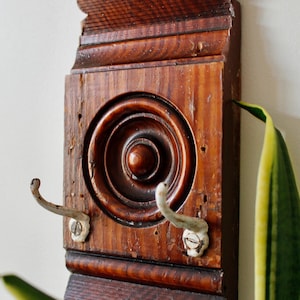 Vintage Architectural Salvage Bullseye Plinth Mounted Double Wall Hook ...