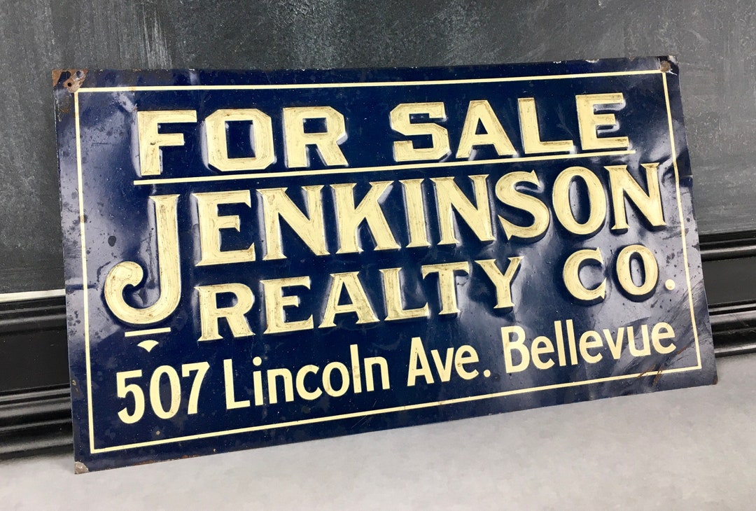 1910’s Metal for Sale Sign, Jenkins Realty Vintage Sign - Etsy
