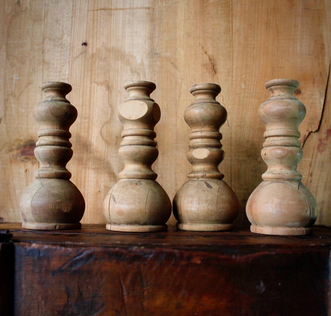 Salvaged Turned Wooden Spindles, Set of 4 Partial Chair Legs ...