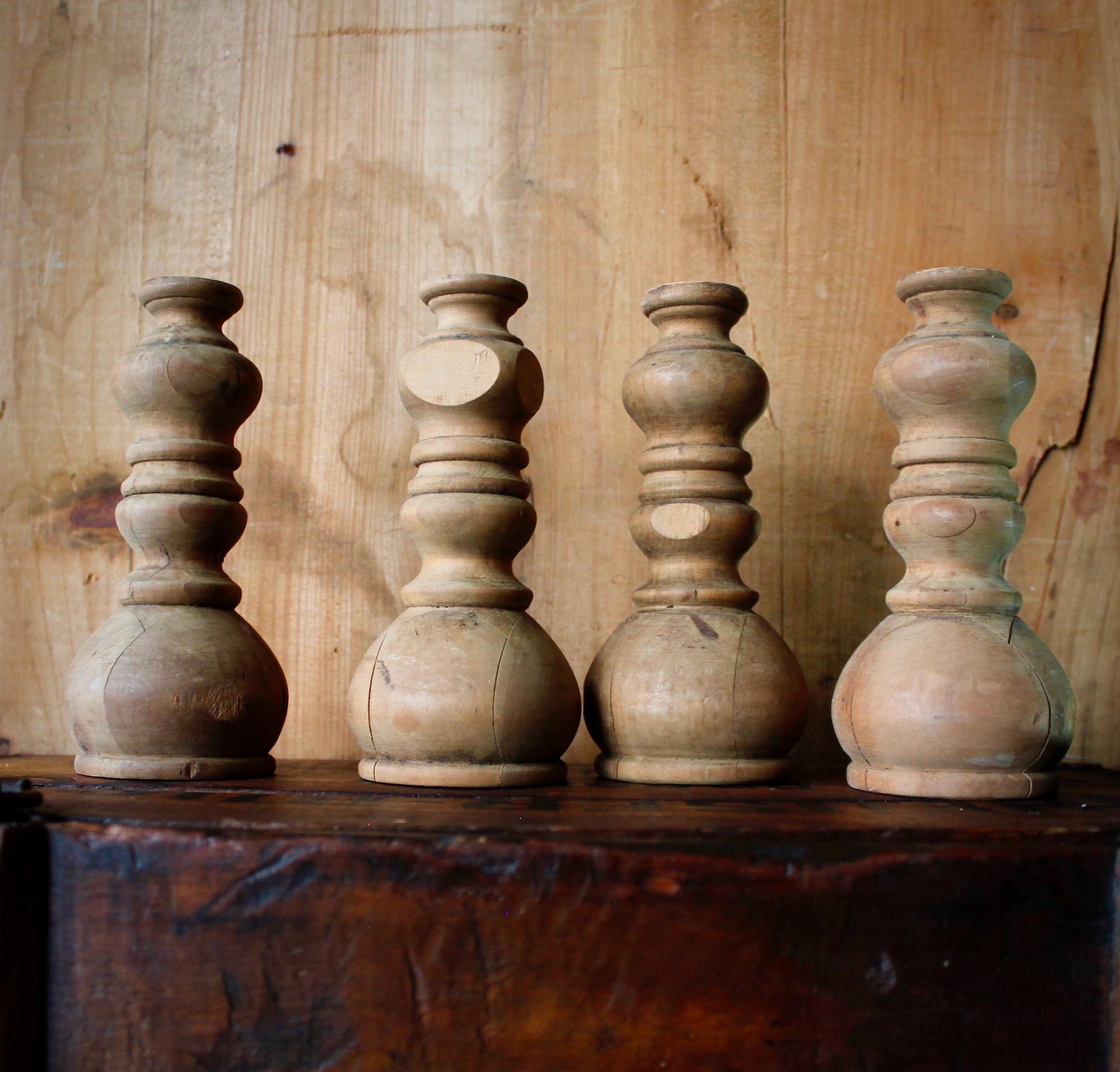 Salvaged Turned Wooden Spindles, Set of 4 Partial Chair Legs ...