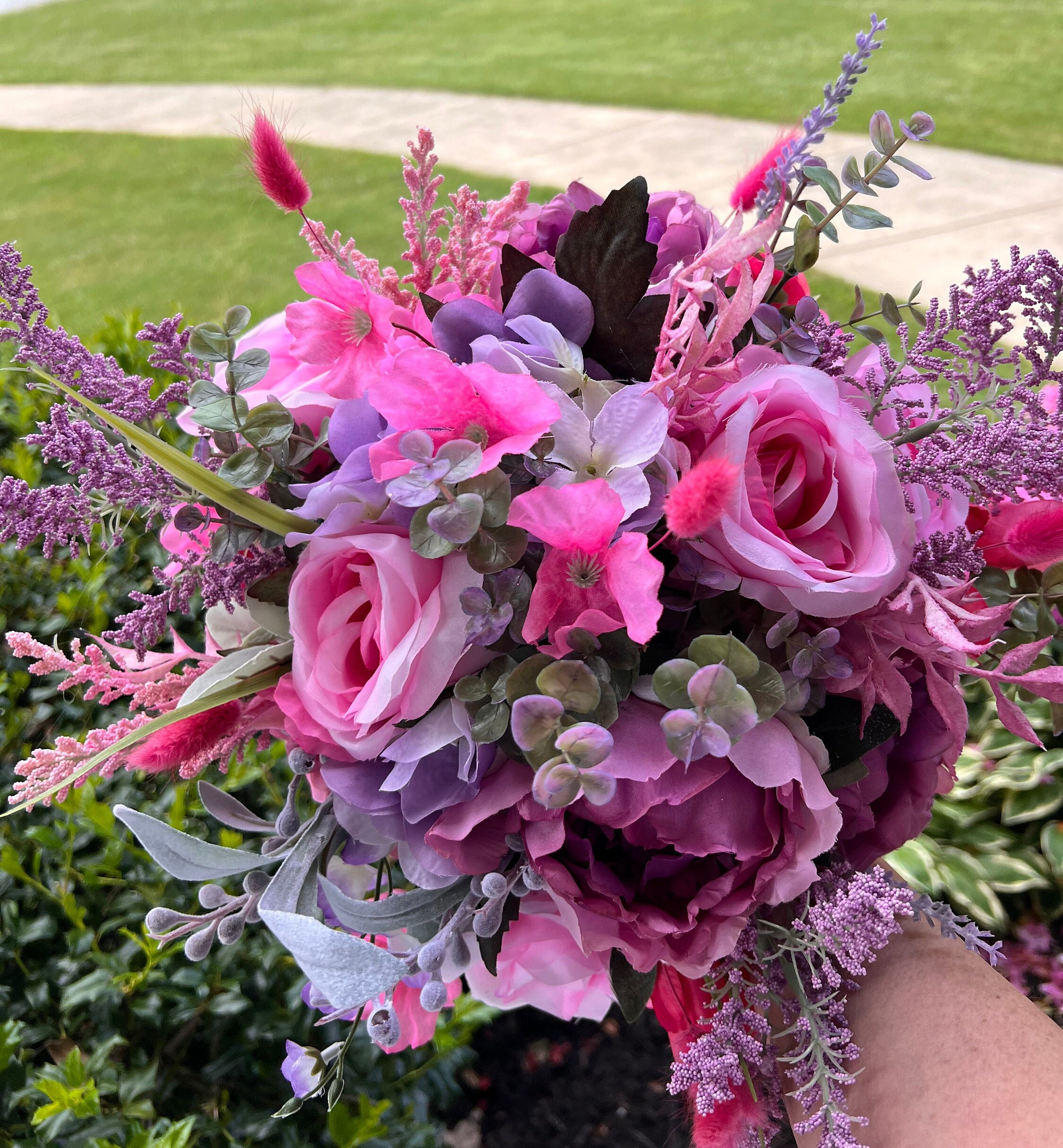 Bridal Bouquets Flowers Pink Purple Tropical Artificial Wedding Bouquet ...