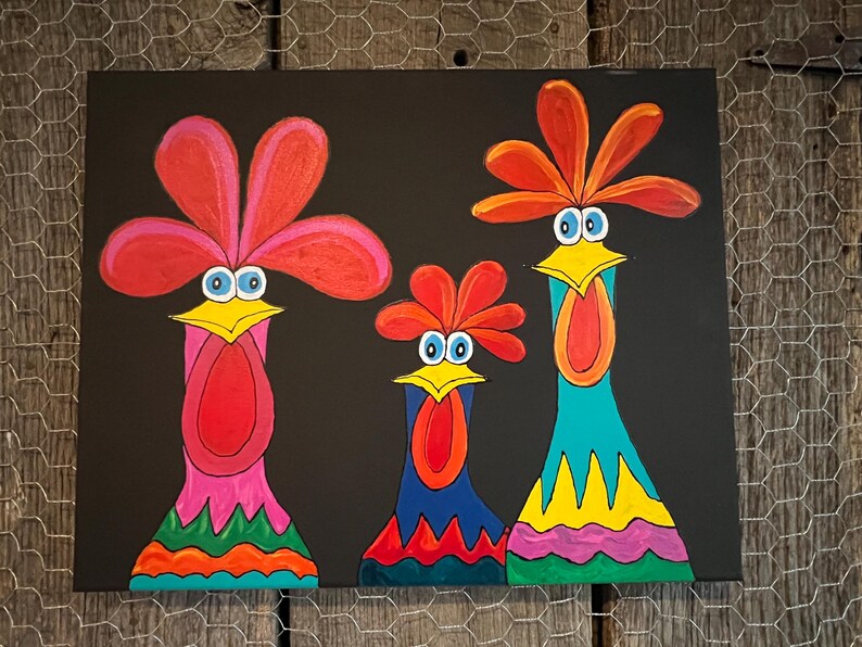 Bright, Multicolored Chicken Painting - the Chicken Coop Series “what’s ...