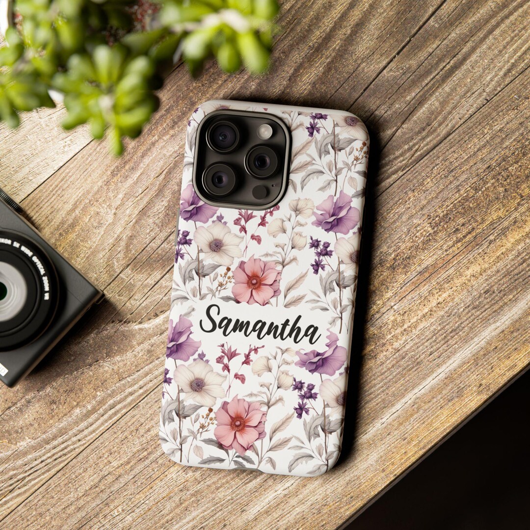 Custom Name Flowers iPhone Case, Colorful Flower Phone Case, iPhone ...
