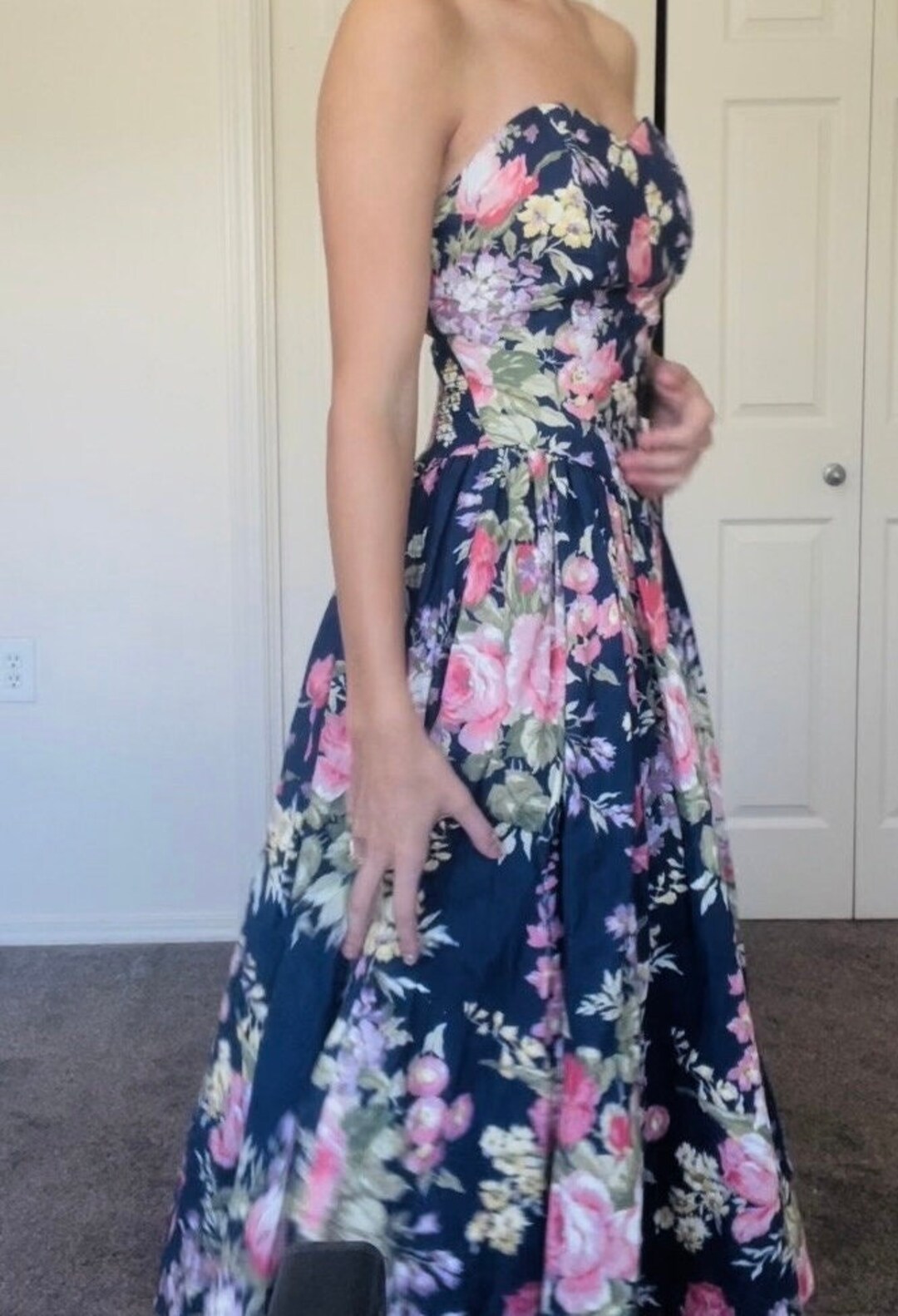 RARE vintage Bill Berman Jodi Schwartz Floral Tea Length Dress With ...