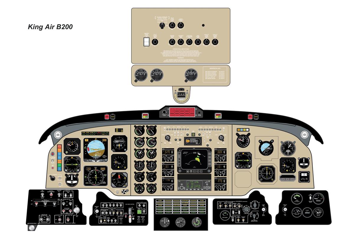 Beechcraft Super King Air B200 Cockpit Poster (both Classic and EFIS 85 ...