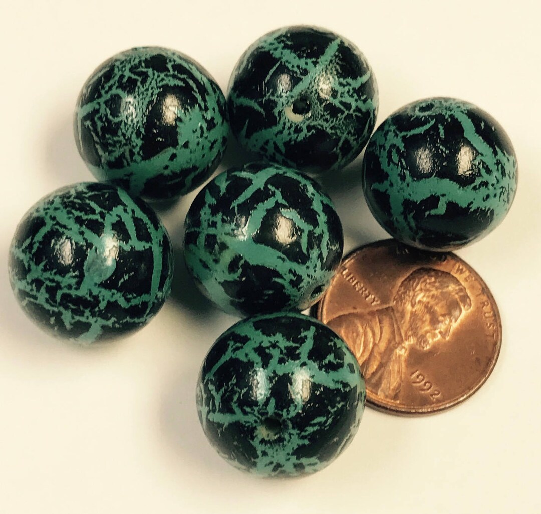 SPLATTER Beads German Vintage Blue Black 16mm Pkg6 Res150 - Etsy