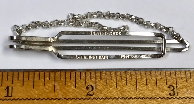 VINTAGE Tie Bar Plated With Sterling Silver Chain 2-1/4 - Etsy