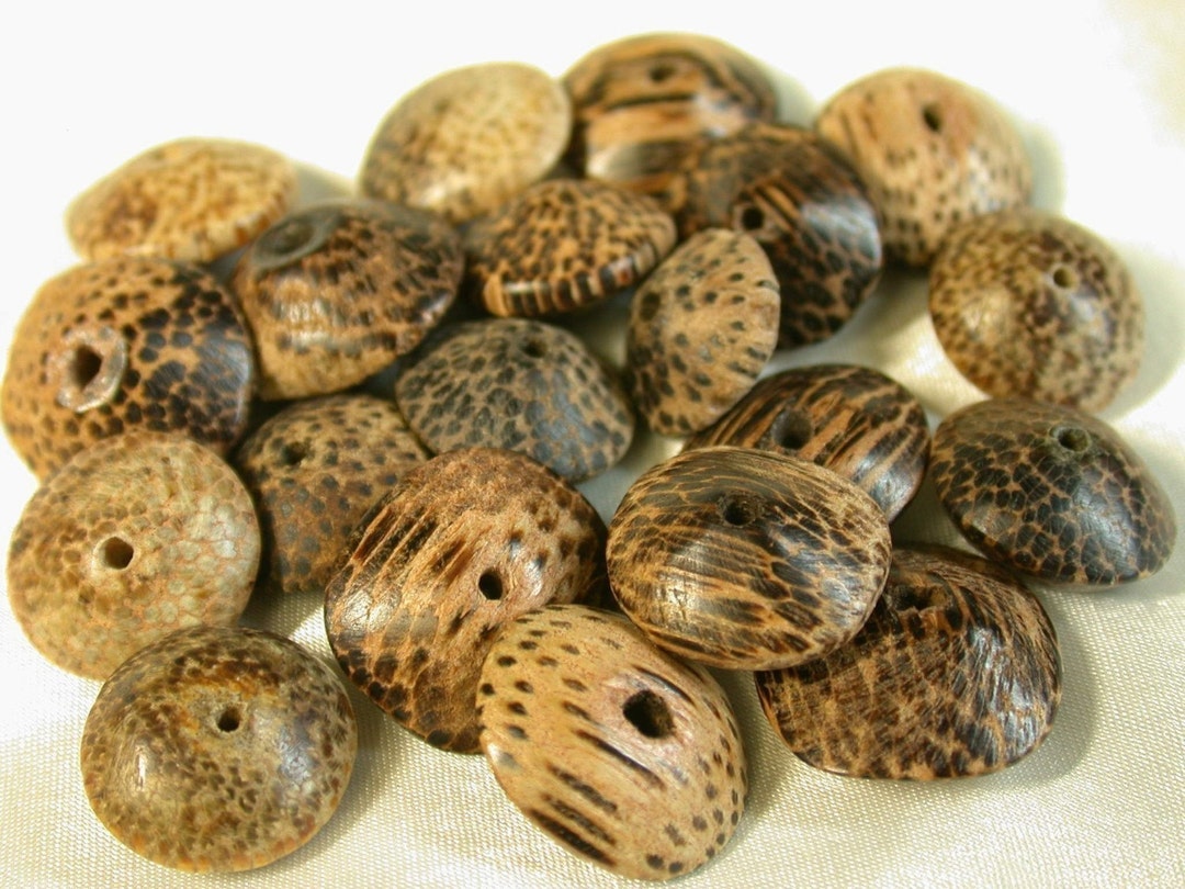 Vintage PALM WOOD BEADS Philippine Brown Black Spotted 10-15mm - Etsy