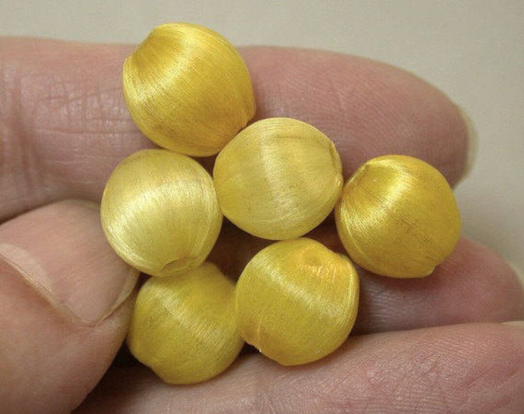 SILK BEADS Vintage Lemon Yellow Fiber 10mm Pkg6 Slk18 - Etsy