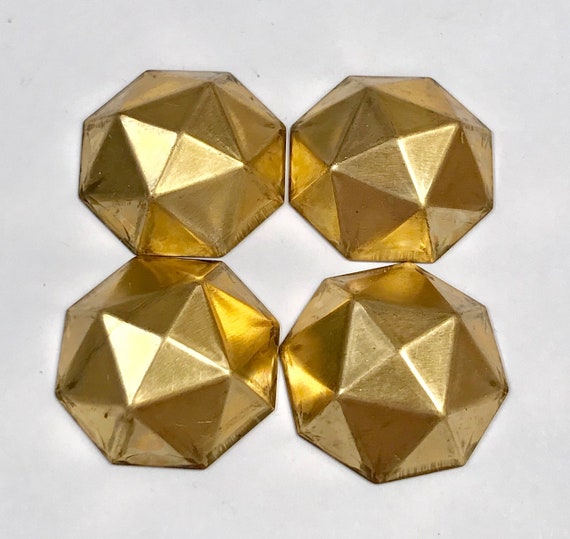 VINTAGE Raw Brass Octagon Dome Shaped Stamping 26x26mm Pkg4 | Etsy