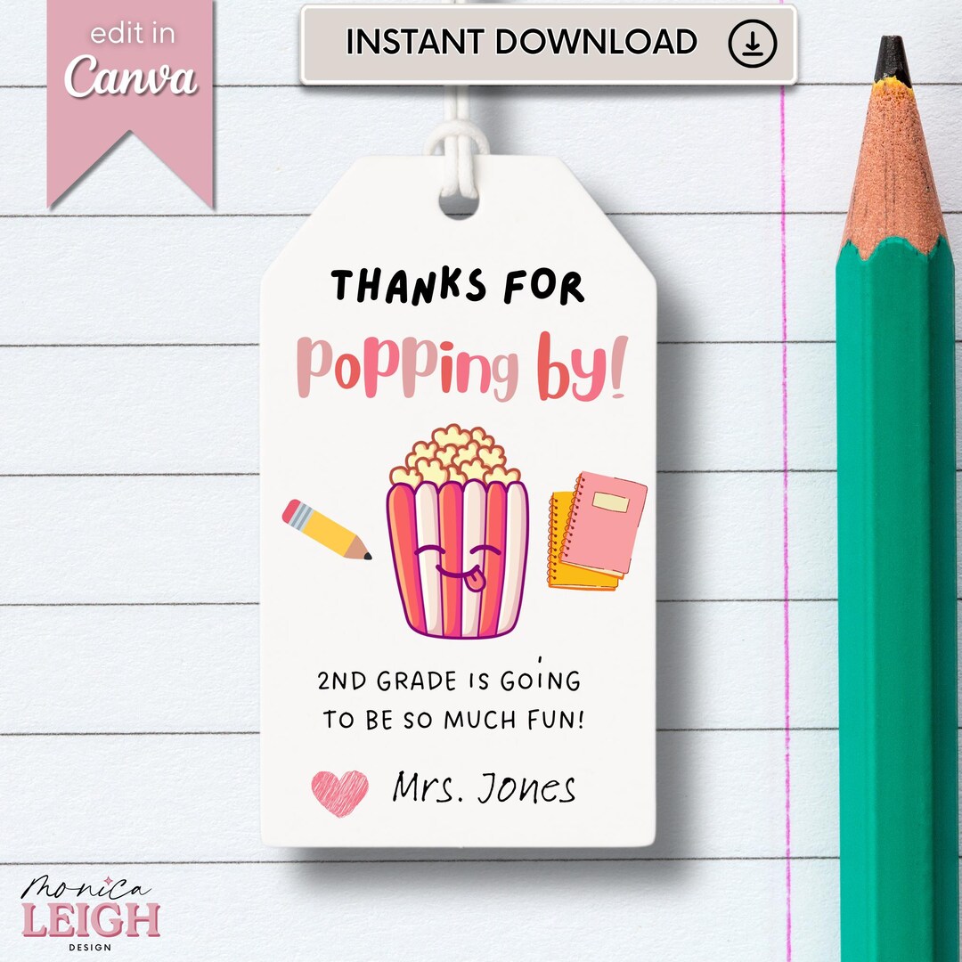 Open House Teacher Gift Thanks for Popping by Welcome Back to School ...