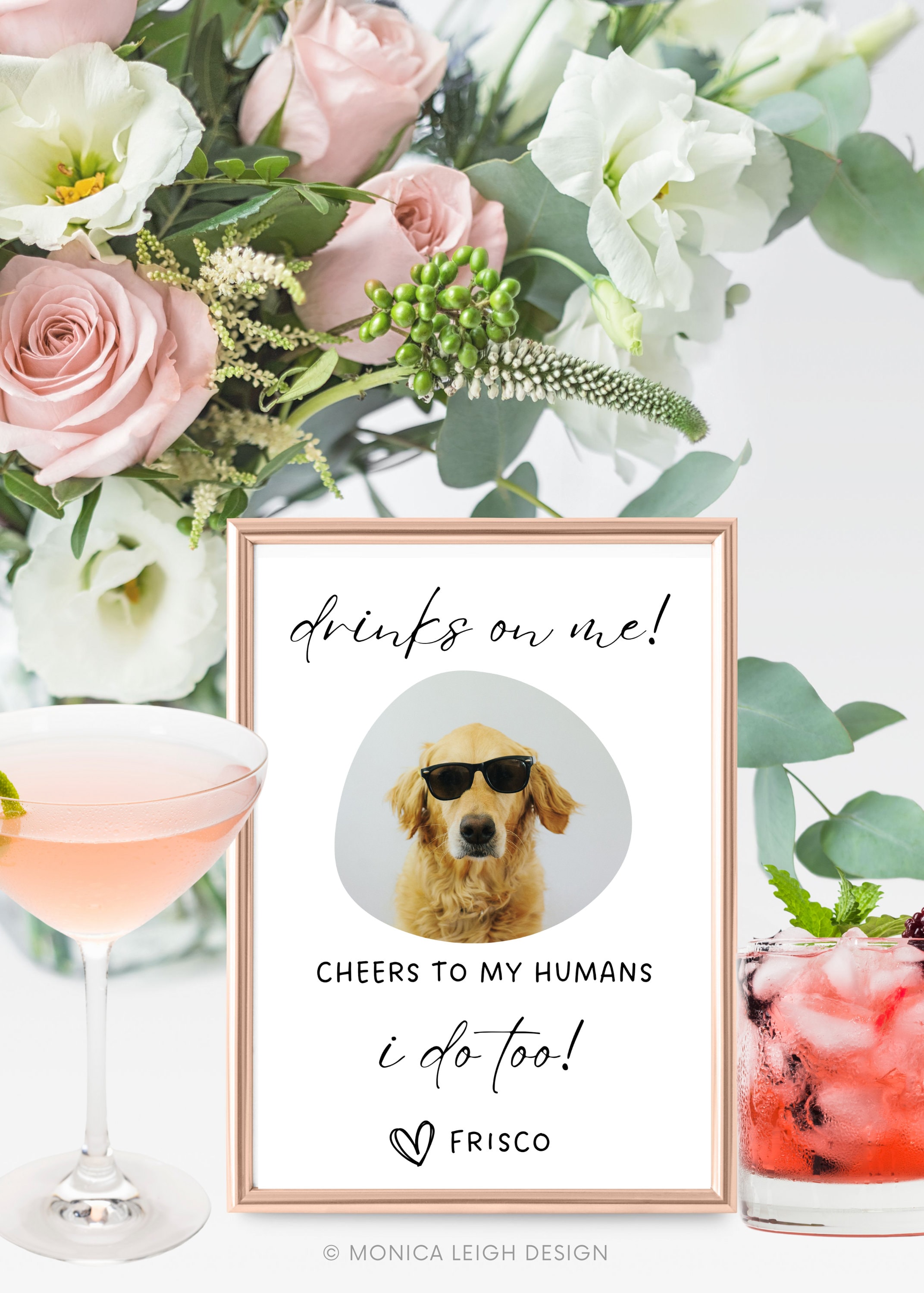We Do Too Multiple Pet Open Bar Sign Custom 3 Pet Wedding Sign Drinks ...