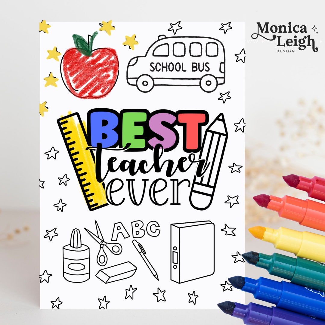 Teacher Appreciation Thank You Card Kids Coloring Fill in the Blank ...