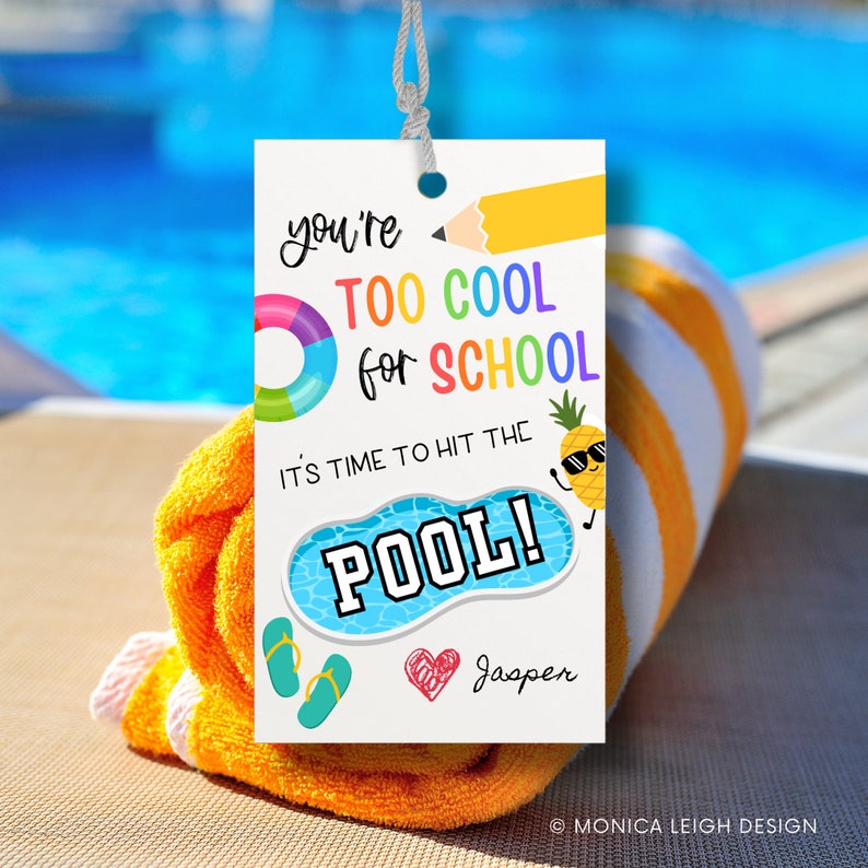 Last Day of School Summer Gift Tag Beach Towel for Teacher Thank You ...