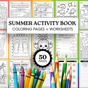 Summer Activity Book Coloring Pages Worksheets for Kids | Toddler Busy ...