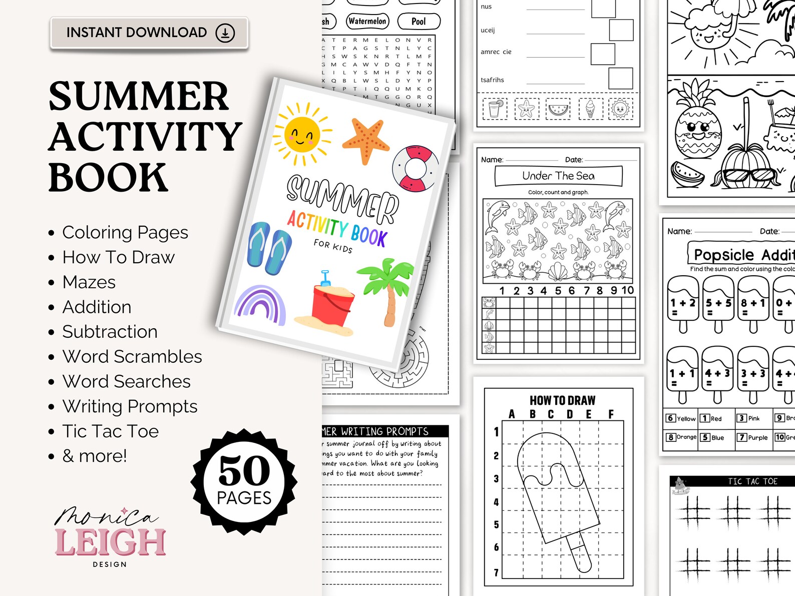 Kids Summer Activity Book Coloring Page Activity Pack Kids Worksheets ...