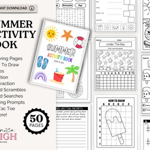 Kids Summer Activity Book Coloring Page Activity Pack Kids Worksheets ...