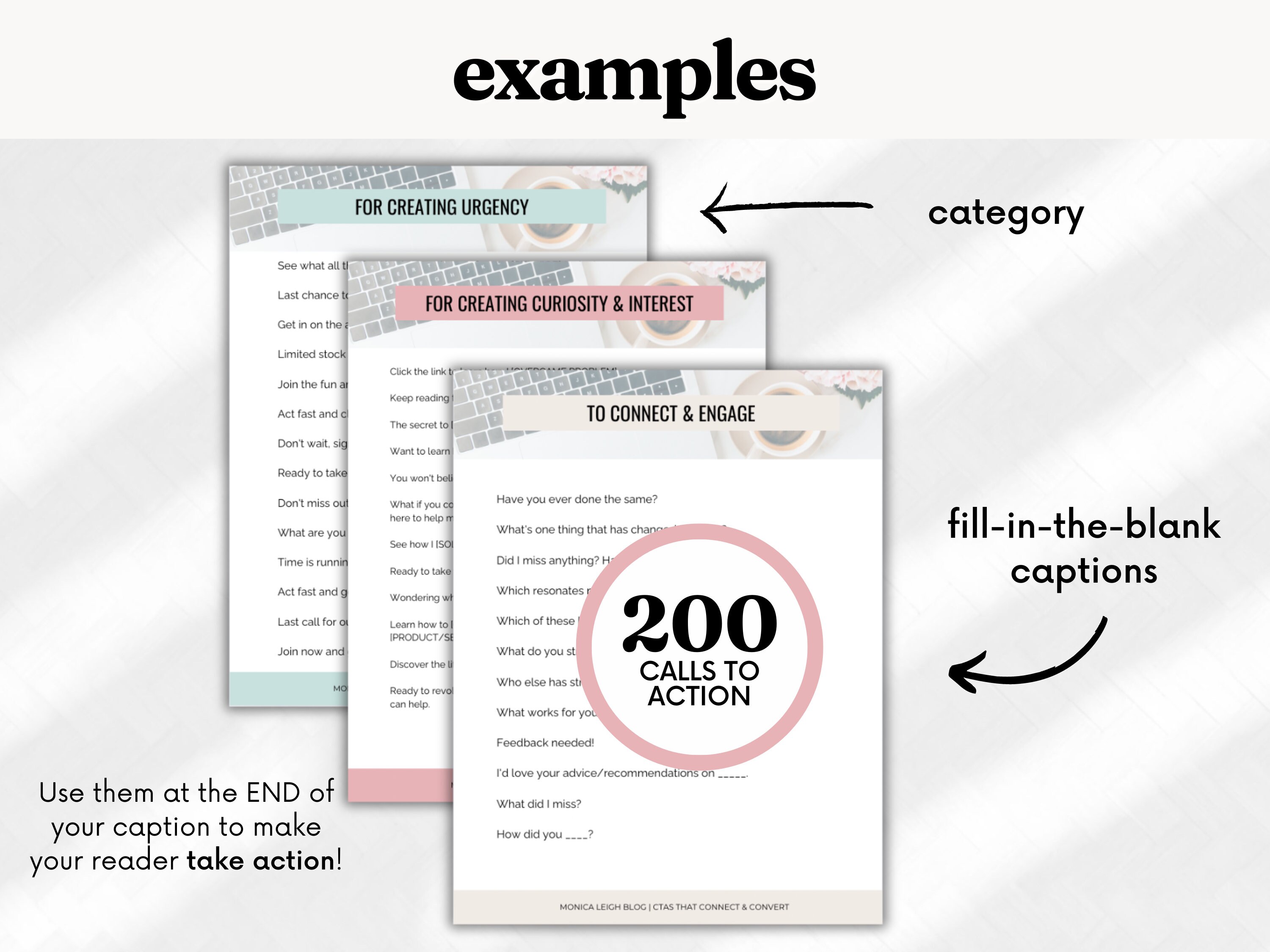 Call to Action Guide Done for You Captions Social Media Engagement Fill ...