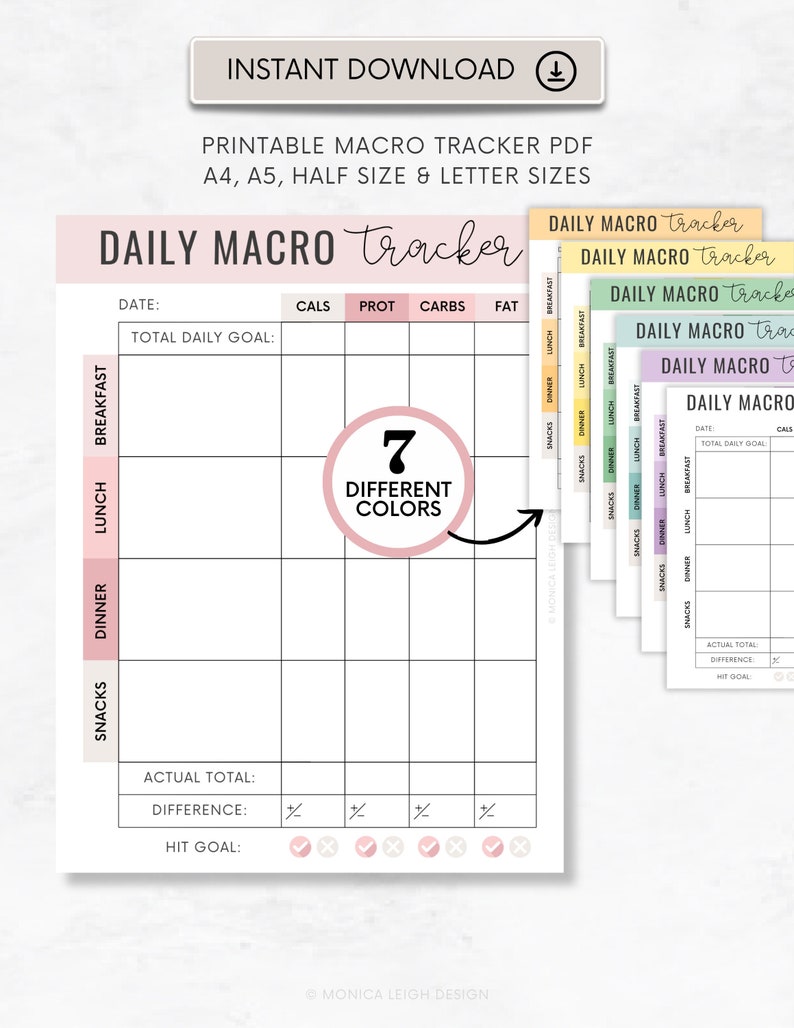 Daily Macro Tracker IIFYM Weight Loss Journal Nutrition Calculator ...