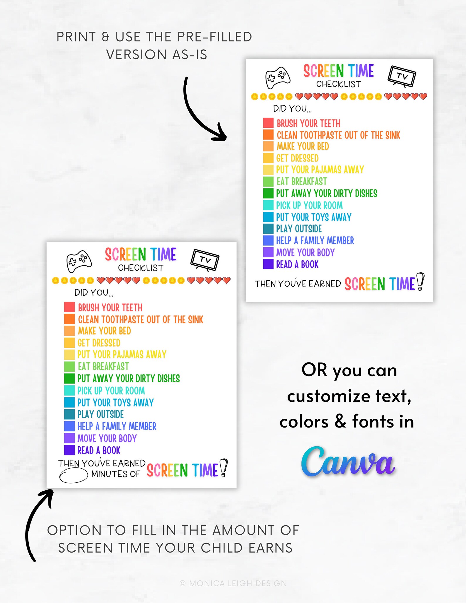 Summer Screen Time Checklist Summer Chore Chart for Kids Daily Routine ...