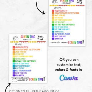 Summer Screen Time Checklist Summer Chore Chart for Kids Daily Routine ...
