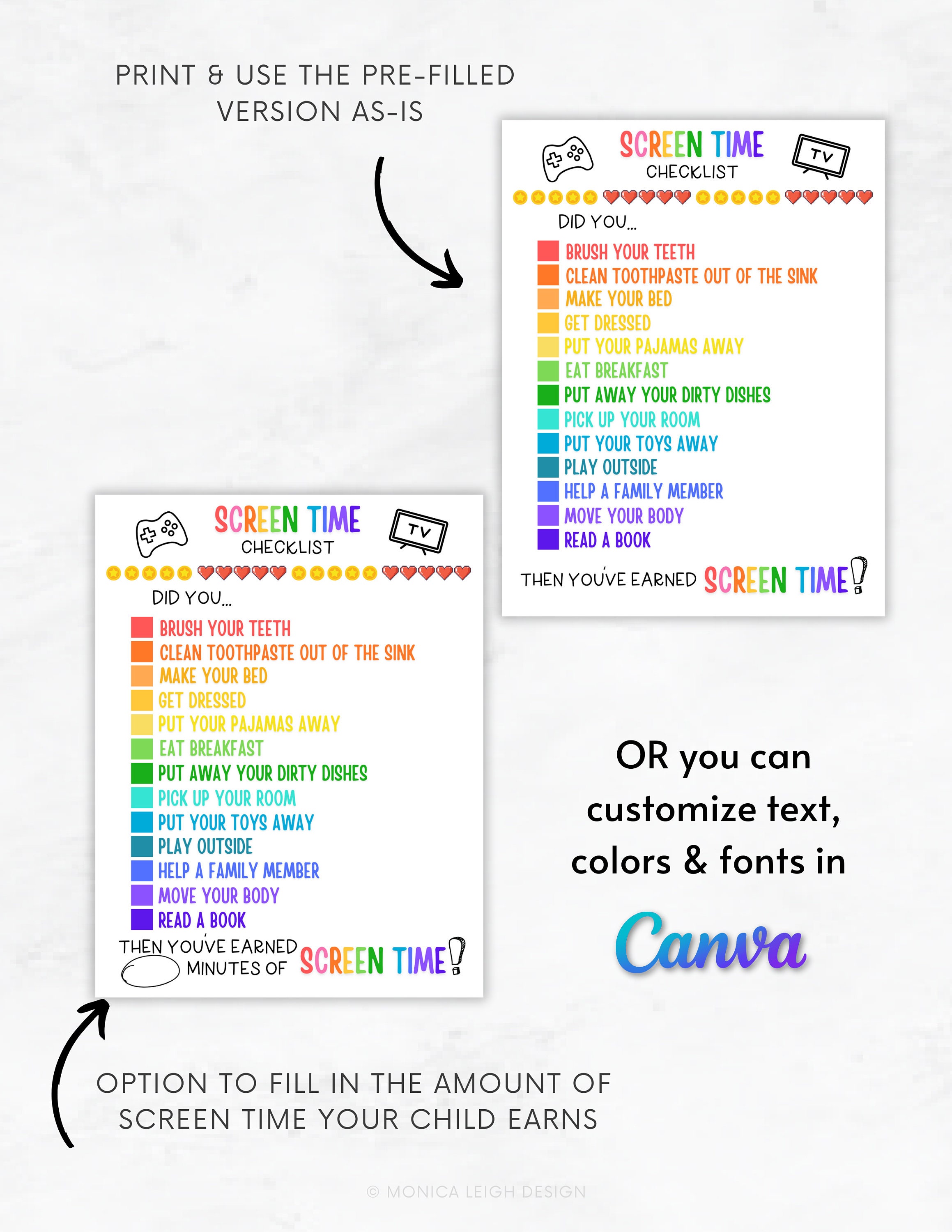 Summer Screen Time Checklist Summer Chore Chart for Kids Daily Routine ...