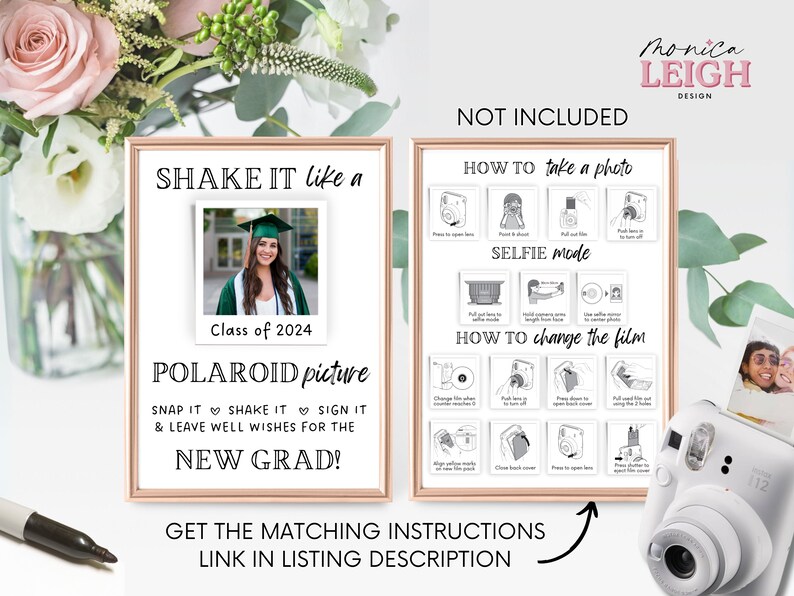 Polaroid Guestbook Graduation Sign | Graduation Party Photo Guest Book ...