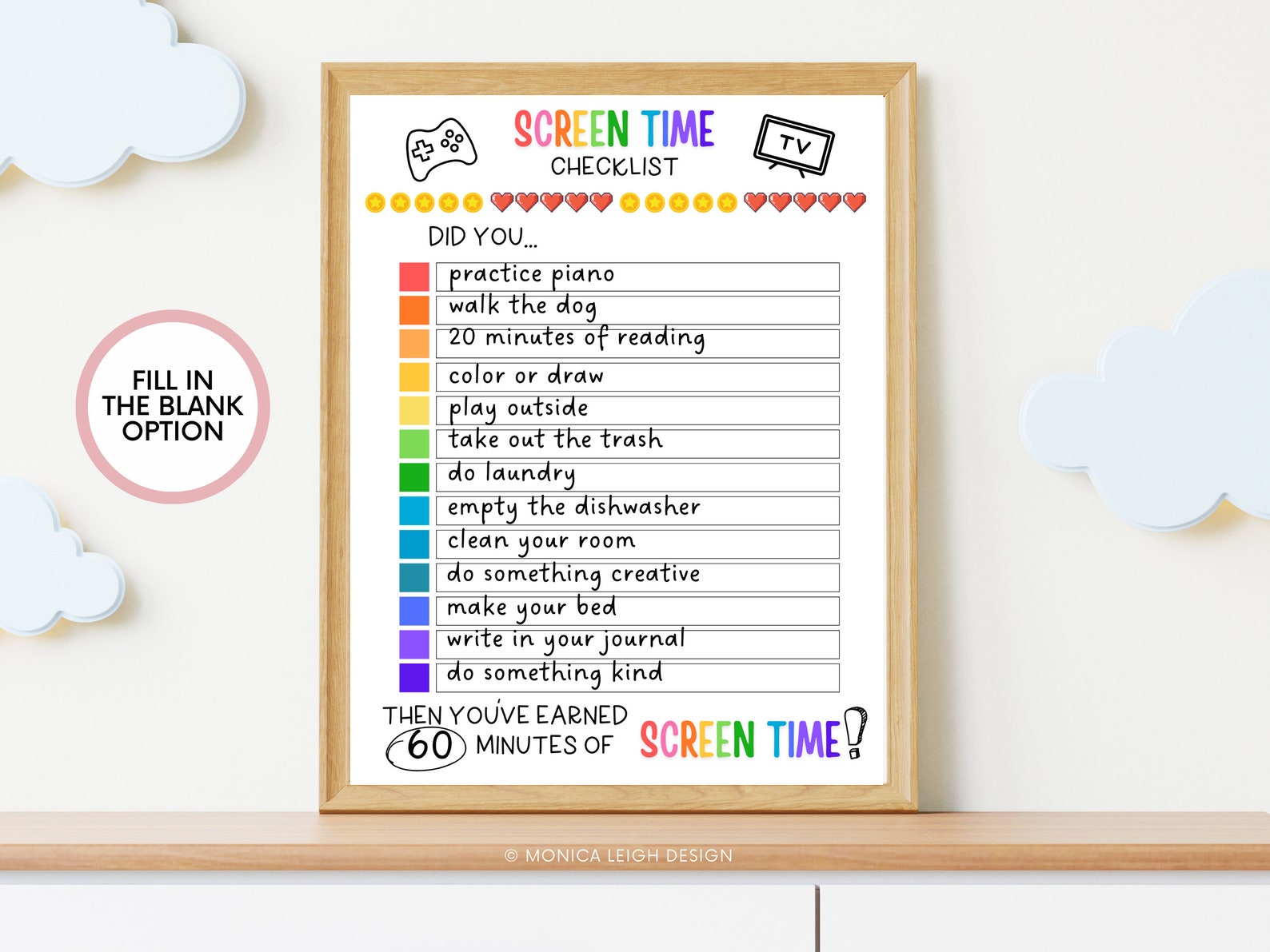 Summer Screen Time Checklist Summer Chore Chart for Kids Daily Routine ...