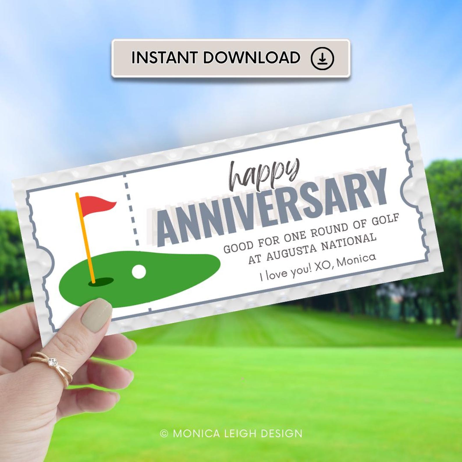 Golf Gift Certificate Husband Birthday Gift Idea Golf Gift Card for Dad ...