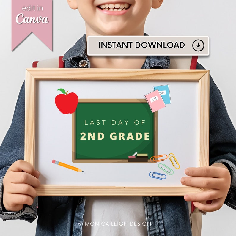 Last Day of School Sign Printable End of School Year DIY Chalkboard ...