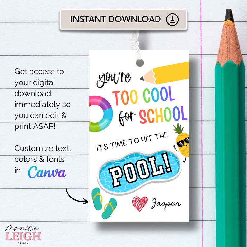 Last Day of School Summer Gift Tag Beach Towel for Teacher Thank You ...