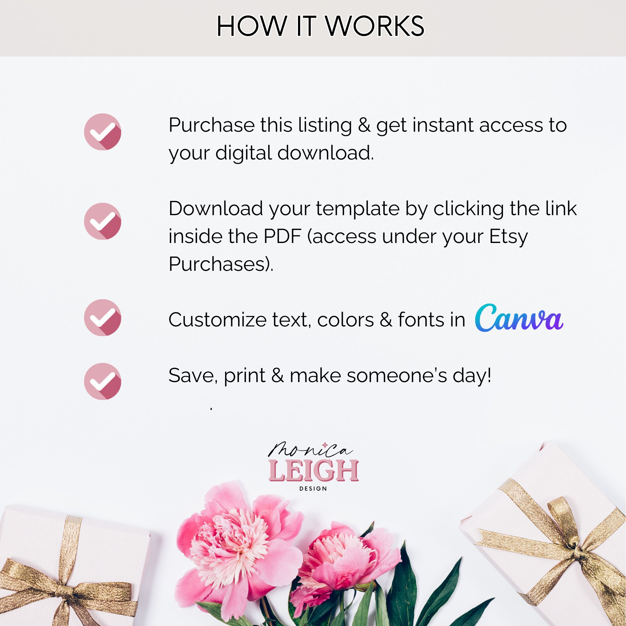 Birthday Gift Coupon Template Printable Gift Certificate Digital ...