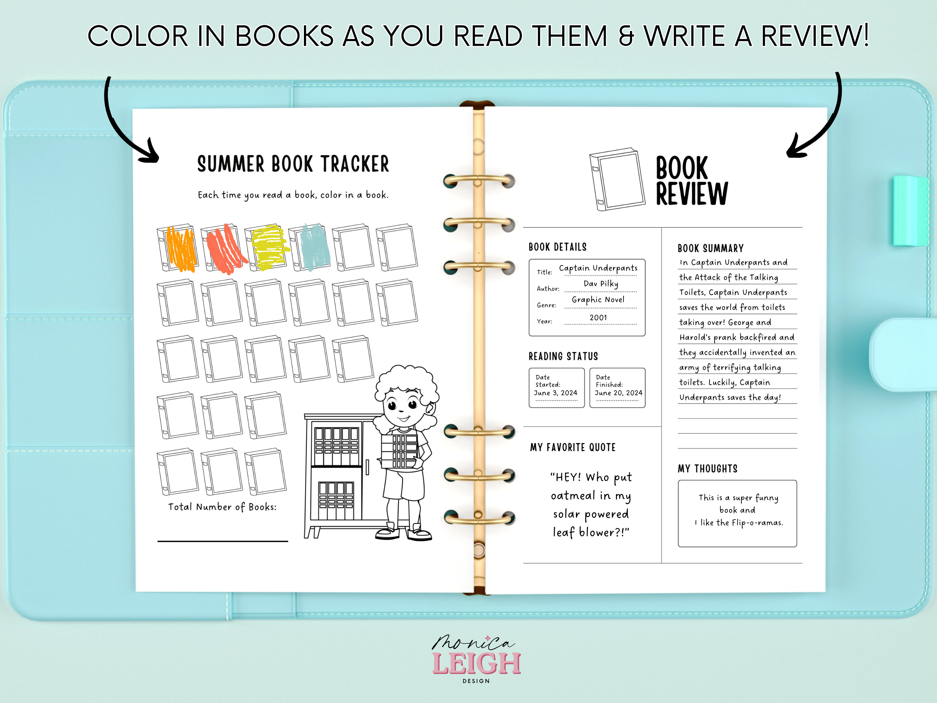 Summer Reading Planner Bundle | Kids Reading Log | Kids Book Tracker ...