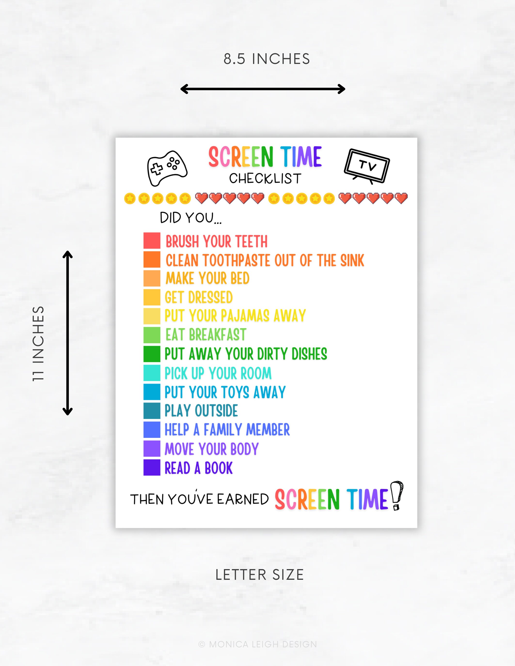 Summer Screen Time Checklist Summer Chore Chart for Kids Daily Routine ...