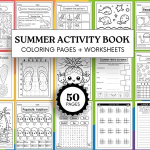 Kids Summer Activity Book Coloring Page Activity Pack Kids Worksheets ...