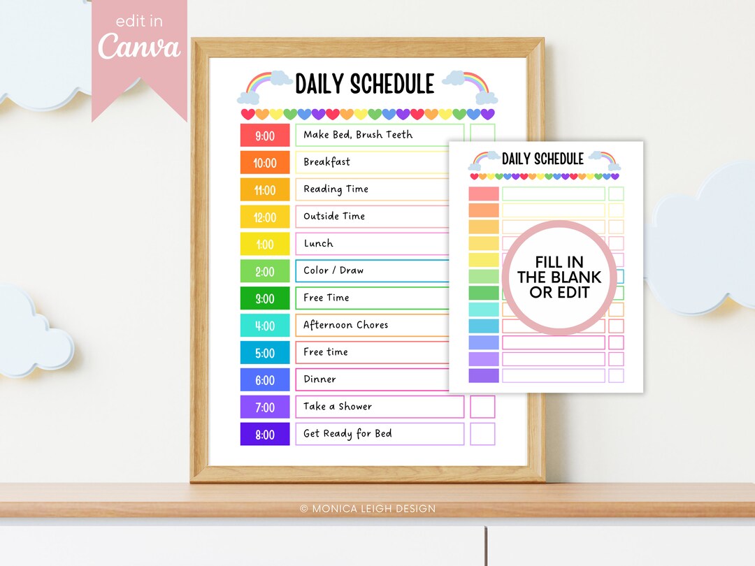 Summer Schedule for Kids Daily Routine Printable Summer Planner ...