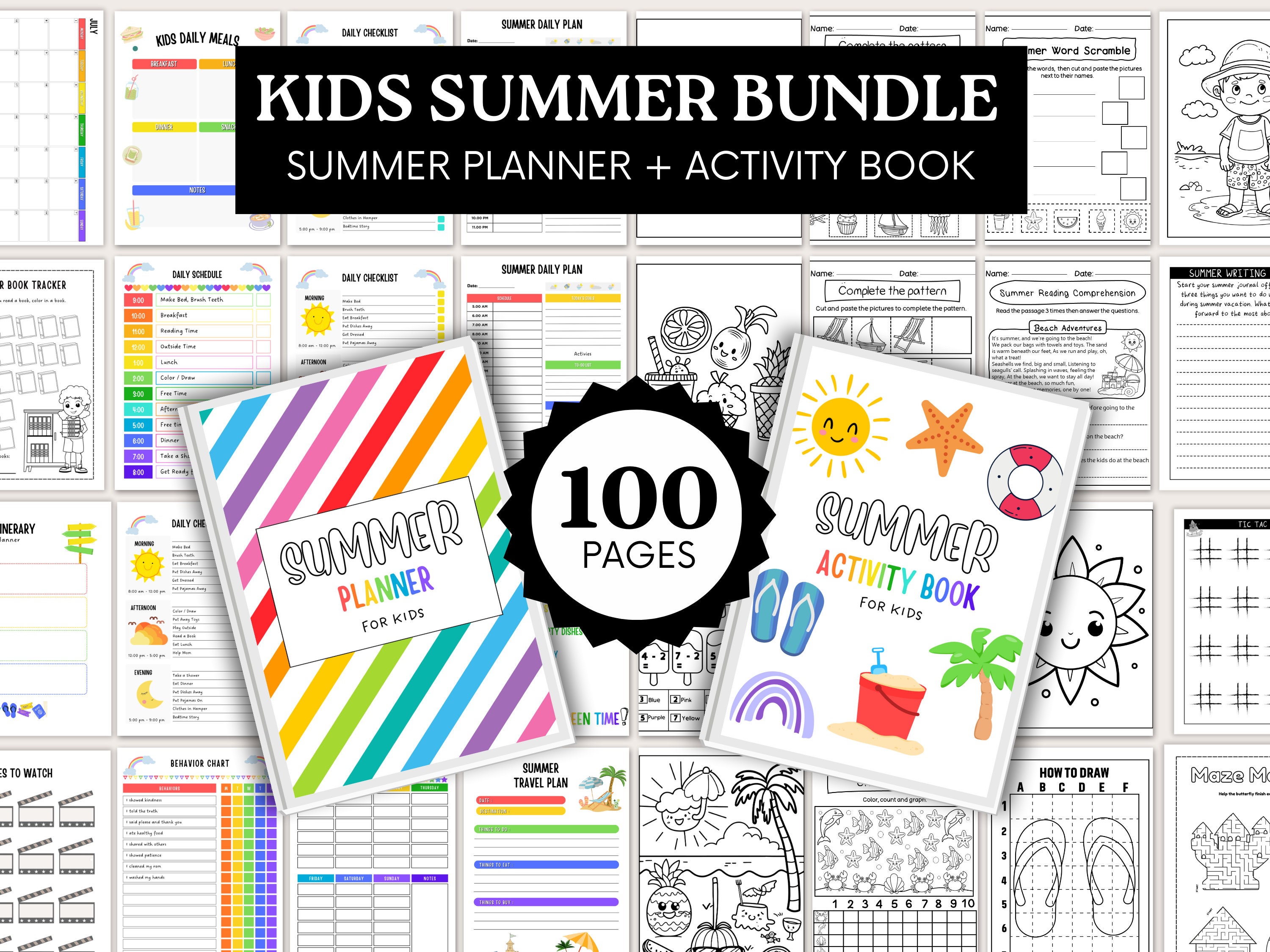 Kids Summer Planner Activity Book Bundle 2025 Summer Bucket List Summer ...