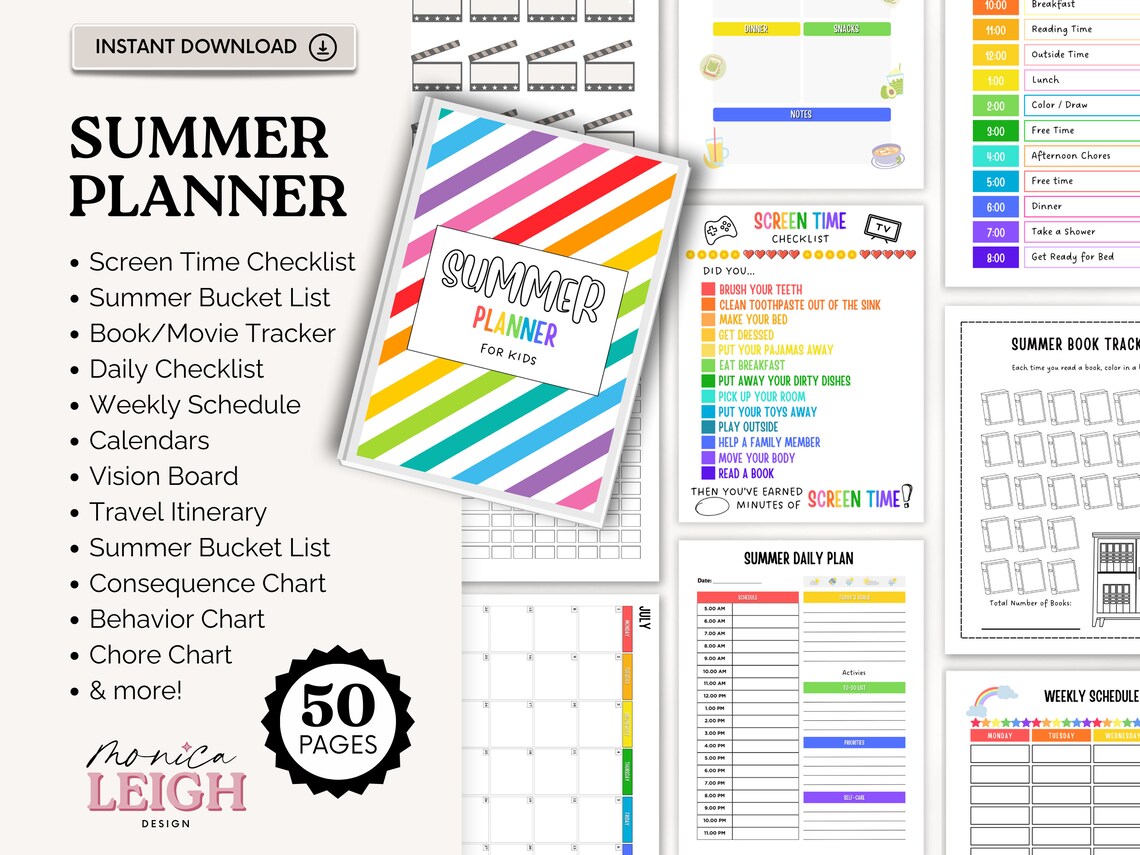 Kids Summer Planner Activity Book Bundle 2025 Summer Bucket List Summer ...