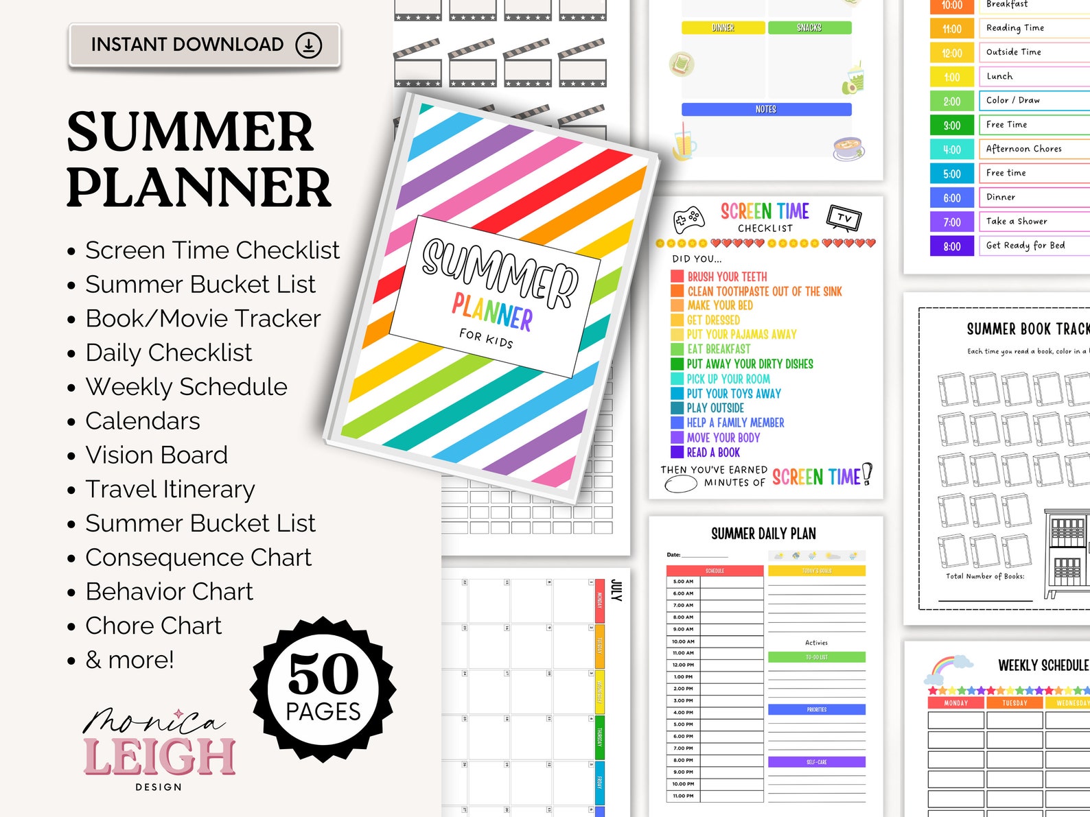 Kids Summer Planner Activity Book Bundle 2025 Summer Bucket List Summer ...