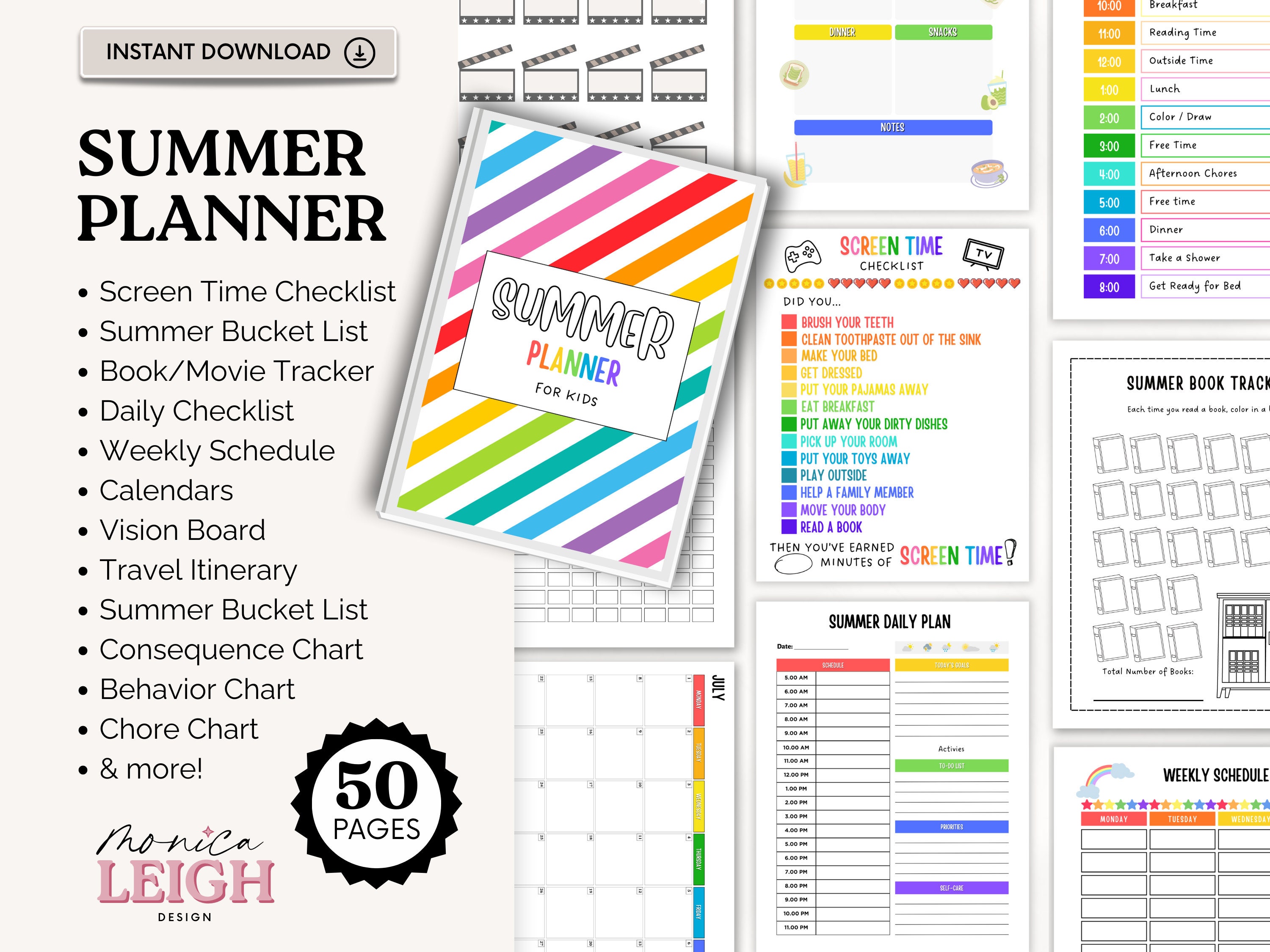 Kids Summer Planner Activity Book Bundle 2025 Summer Bucket List Summer ...